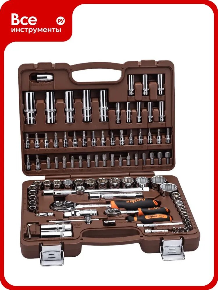 Набор инструмента для автомобиля с 12-гр. головками 1/2"DR и 1/4"DR, 94 предмета Ombra OMT94S12
