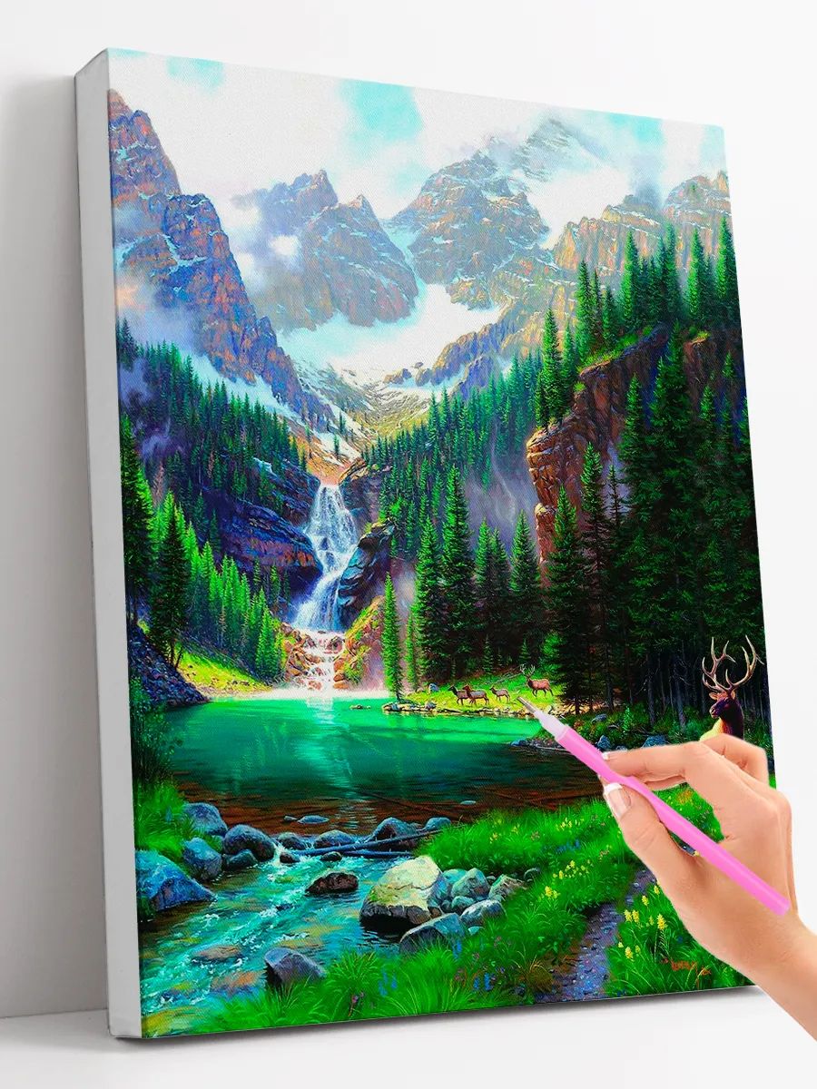 Алмазная мозаика на подрамнике (40x50) Горный ручей