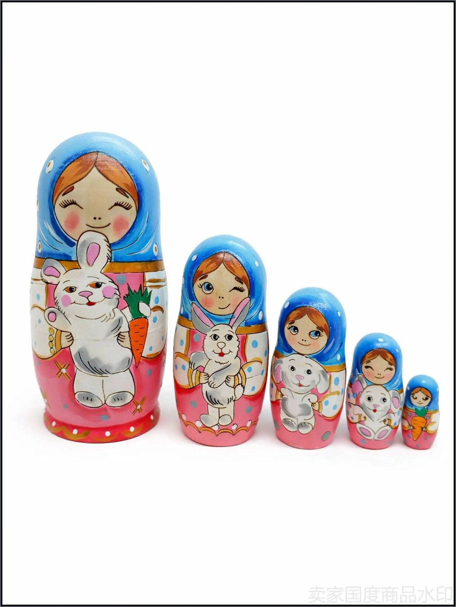 Матрешка. Зайка ( цвет голубой)