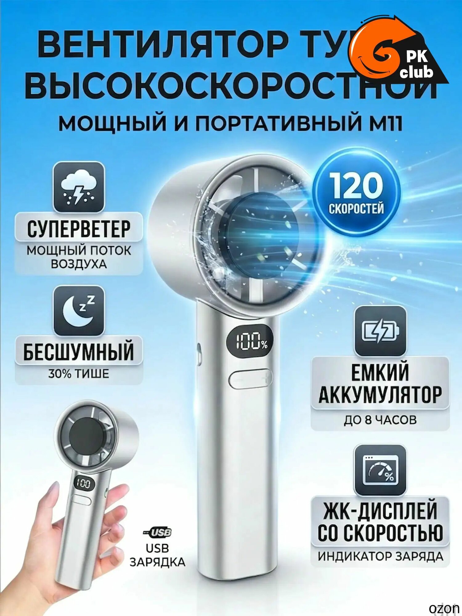 Фен для волос 迷你风扇, белый