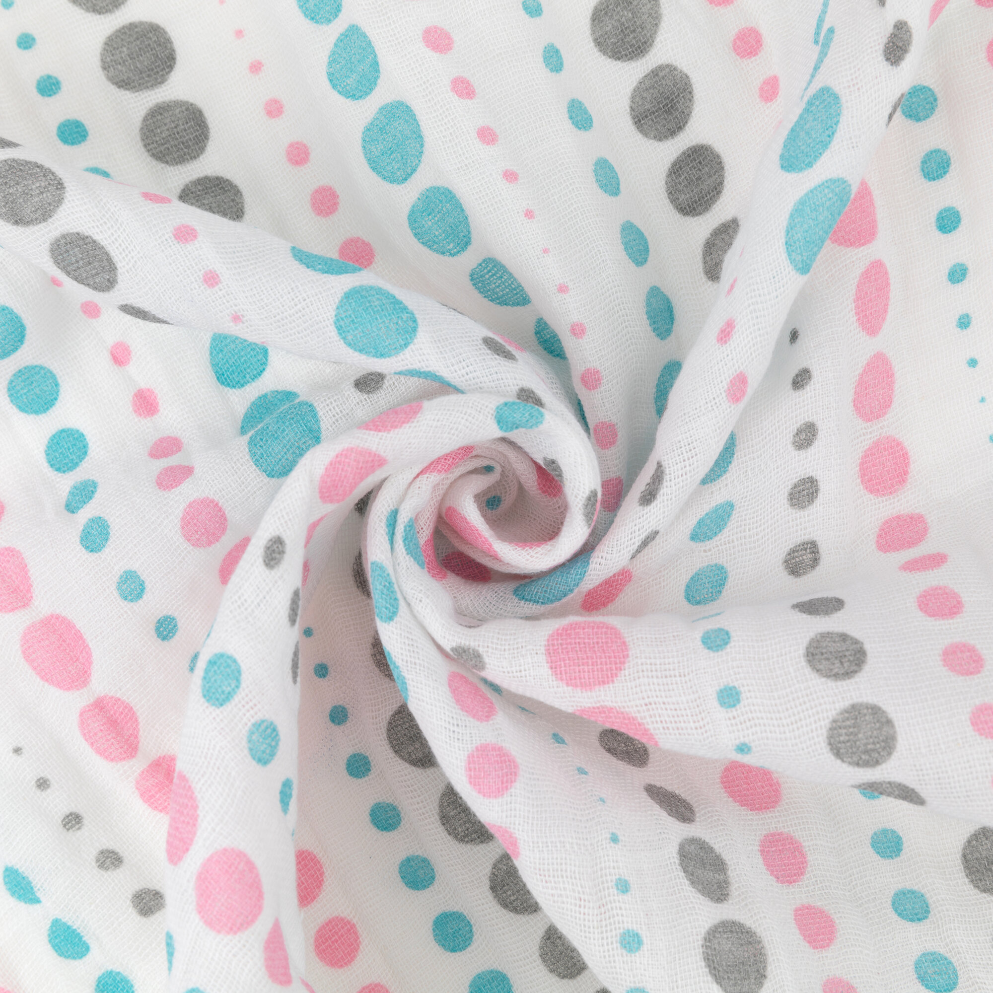 Ткань муслиновая отрез 100x125 см 100% хлопок "PEPPY" EMBRACE, Shannon Fabrics, dotstripe paris/silver/topaz