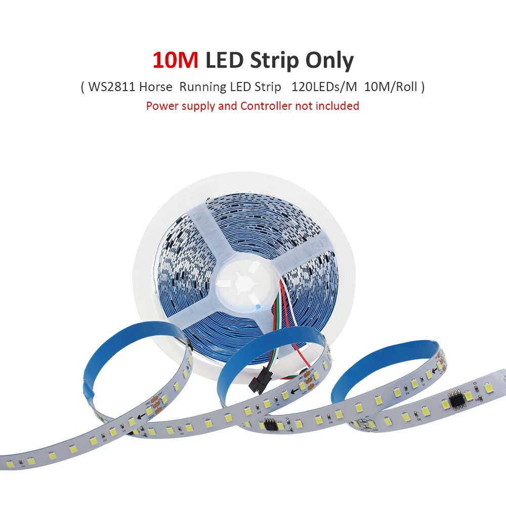 LED лента MJJC с эффектом бегущей воды 24В Голубой, 10M LED Strip Only, Warm White, IP67 Waterproof