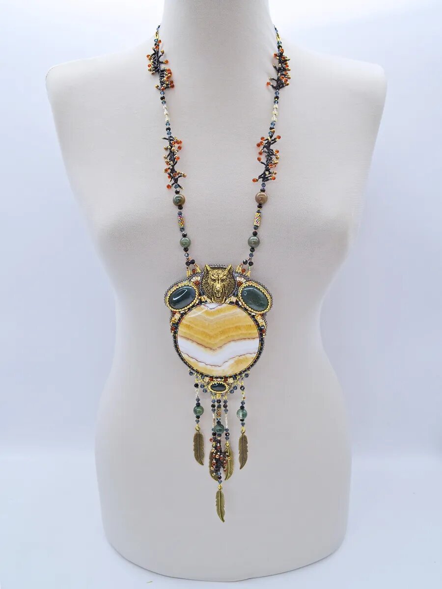 Колье RINABEAD, агат, кристаллы Swarovski