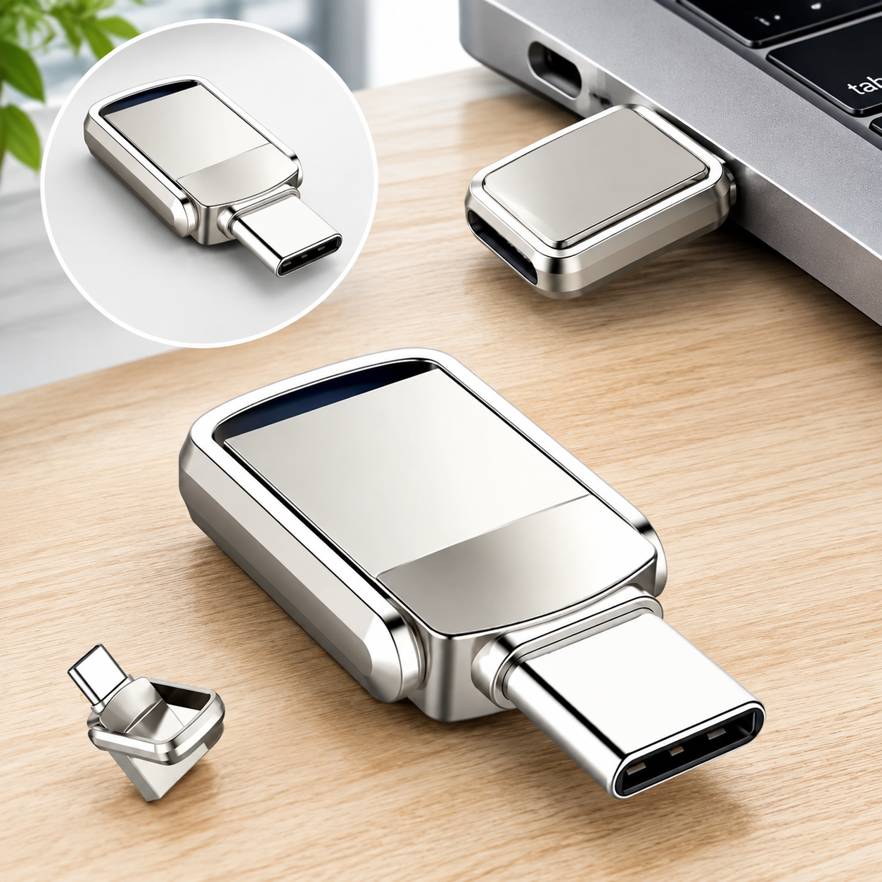 USB-накопитель Type-C 2ТБ, OTG (Цвет товара: серебристый)