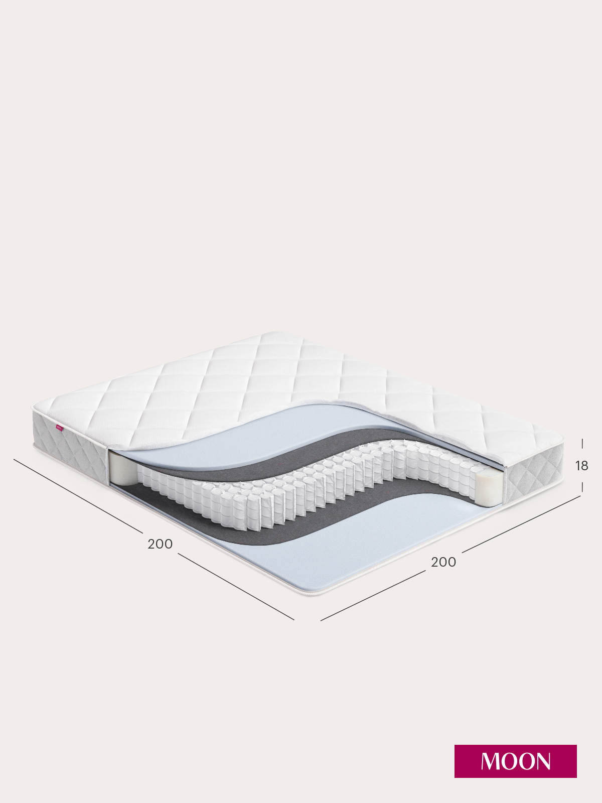 Матрас 200x200 MOON COMFORT 461, независимый пружинный блок