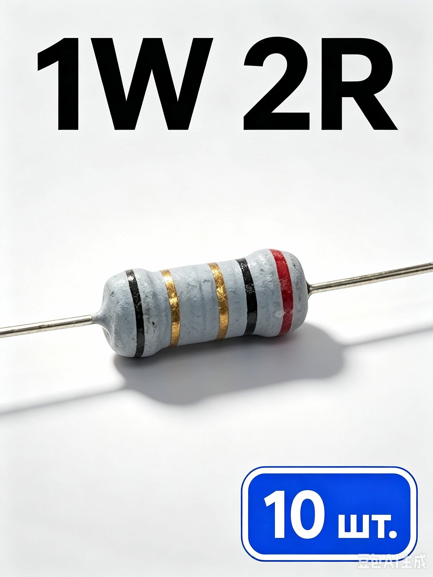 Резистор предохранительный проволочный 1W 2R 5% выводной axial, 10 шт