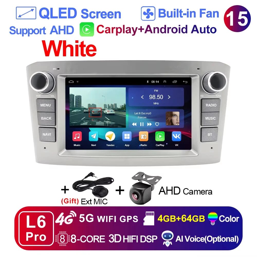 Автомобильный мультимедийный плеер LEHX 7 дюймов с CarPlay и Android 16 для Whi-L6 Pro(4-64)AHD