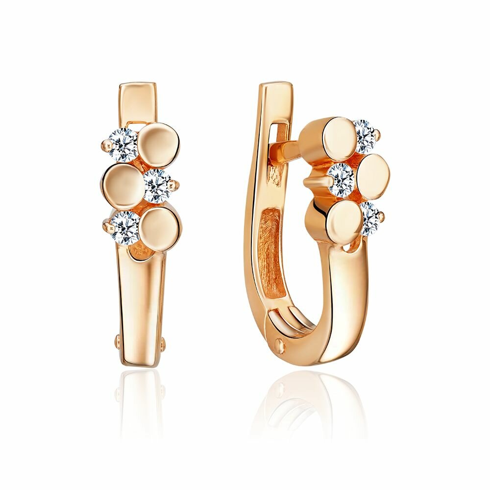 Серьги, красное золото, 585 проба, бриллиант
