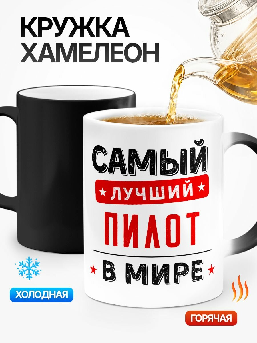 Кружка хамелеон в подарок Лучший Пилот