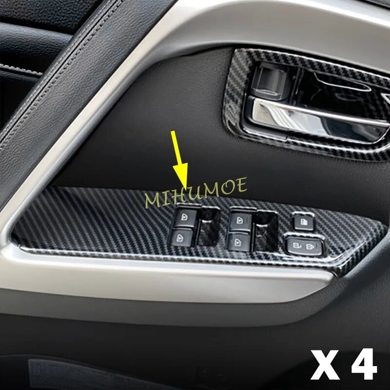 Для Mitsubishi Pajero Montero Sport MK3 LHD 2016-2025 гг, внутренняя панель переключателя окна из углеродного волокна, накладка 2024 2023 2022 2021