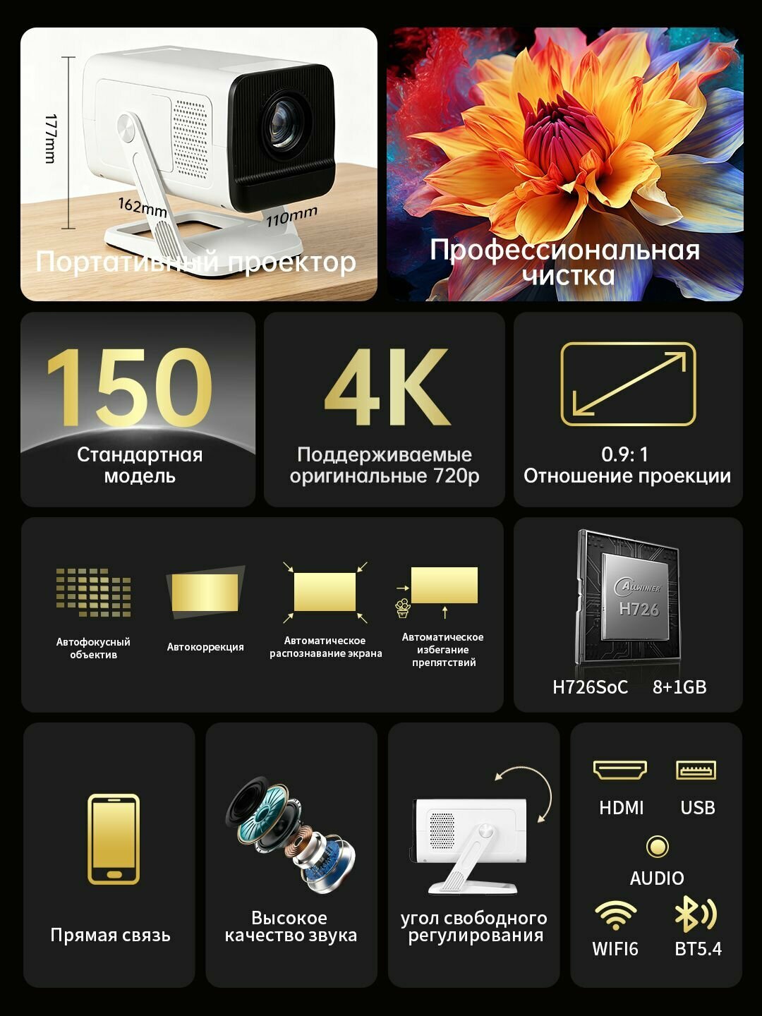Проектор, 1LCD, белый — фото 1