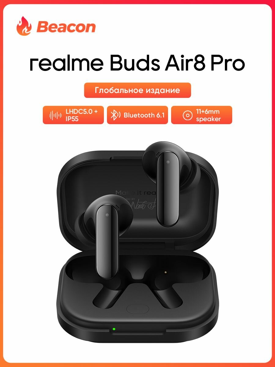 TWS наушники realme Buds Air8 Pro Глобальная версия 55dB Анализация шума IP55 Bluetooth 6.1 LHDC 5.0
