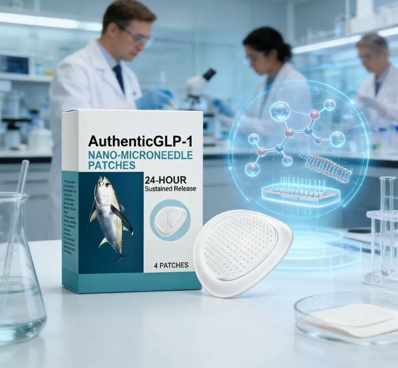 Authentic GLP-1 наномикроигольные патчи с 24-часовым пролонгированным действием, с ацетилгексапептидом-8, аллантоином и экстрактом мяты, 4 шт