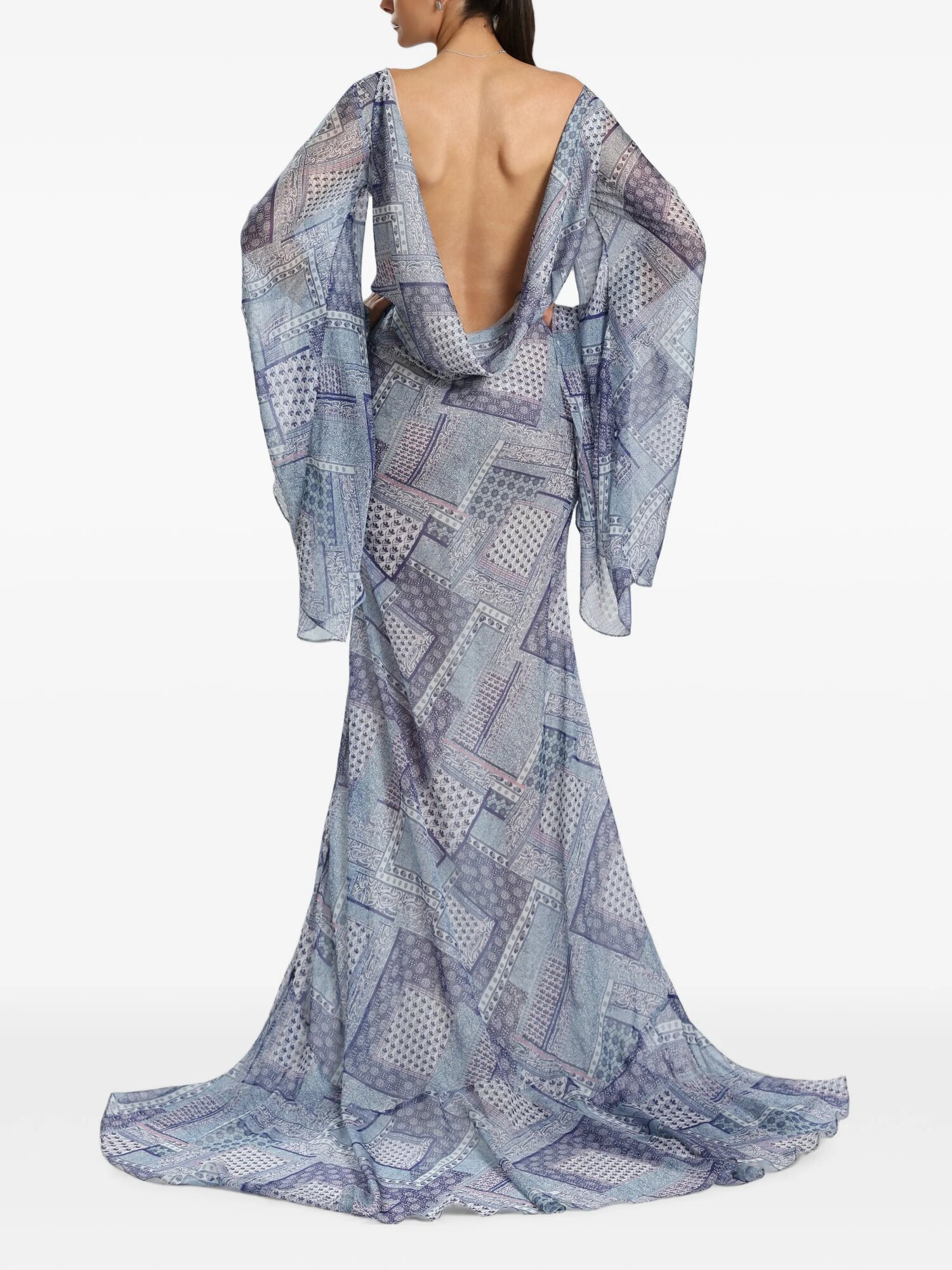 Платье  Patchwork-print open-back maxi dress, размер 38 — фото 1