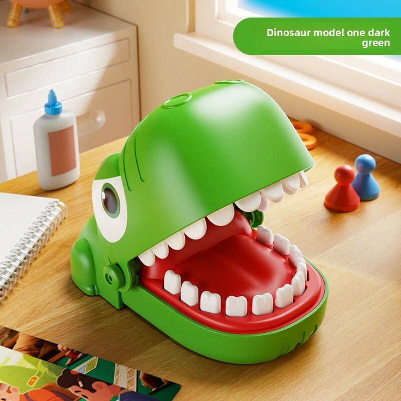 Family kids hand grip stress reliever toy for visual and cognitive skills enhancement green dinosaur