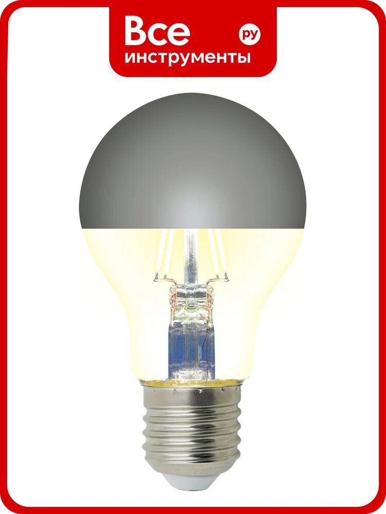 Лампа Uniel LED‑A60‑4W/4000K/E27/CL MIRROR/CHROME PLS02WH UL‑00011796, светодиодная, зеркальная отделка хром