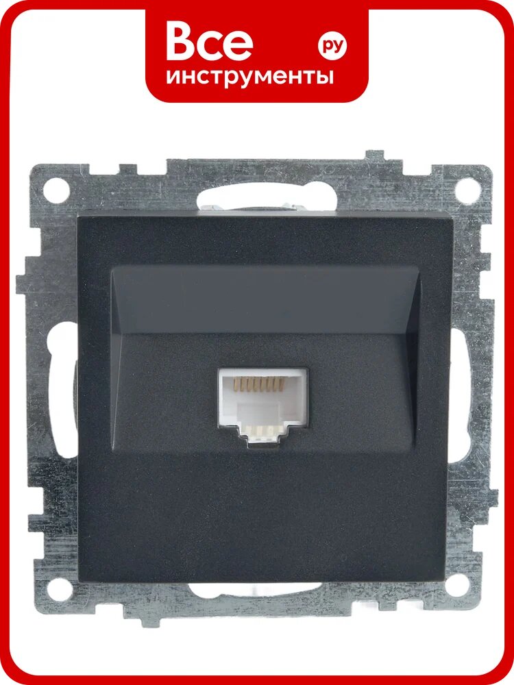 Компьютерная 1-местная розетка RJ-45 STEKKER механизм, серия Катрин, GLS00-7107-05, черный 39613