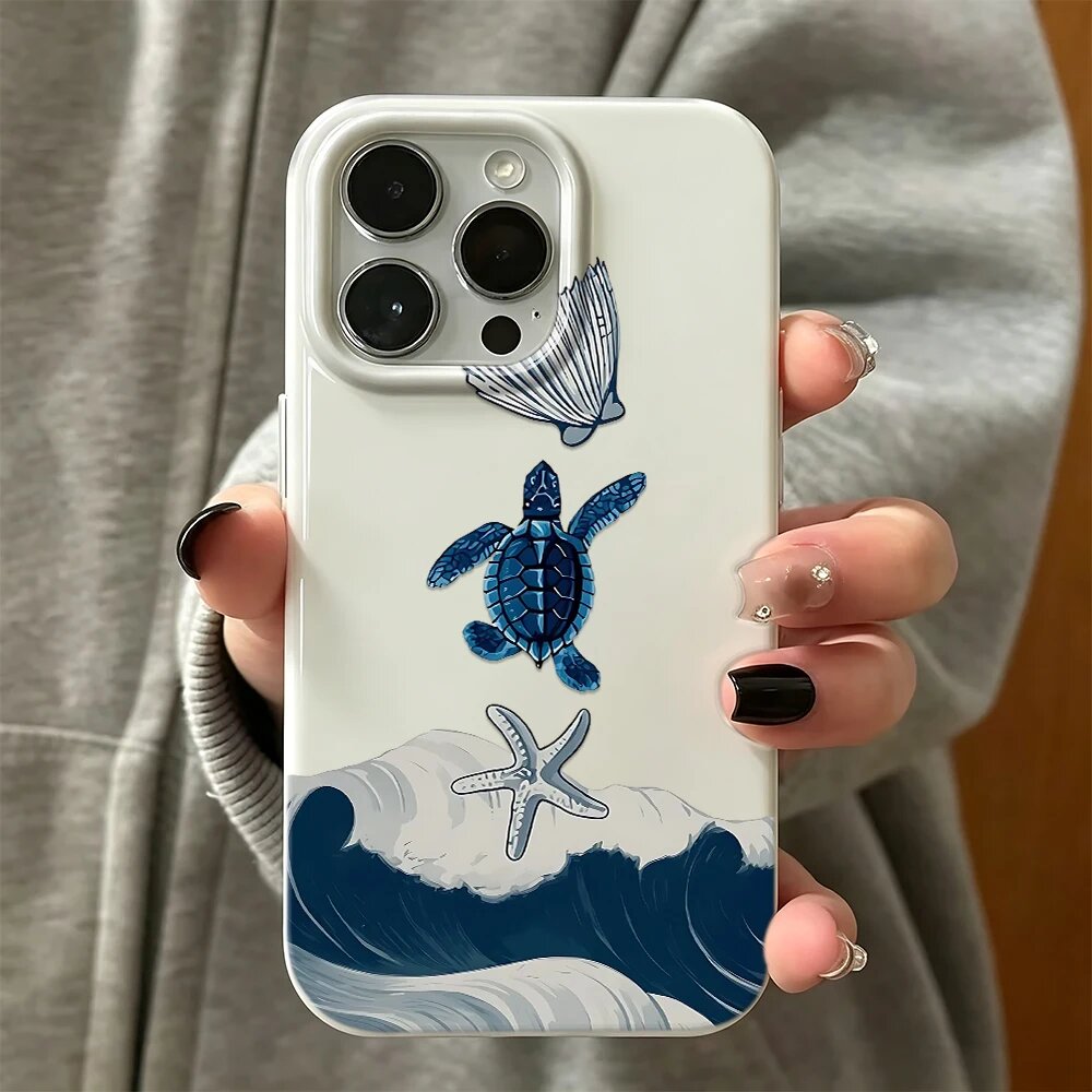 Чехол для телефона с морской черепахой и волнами для iPhone 17, 17 Air, 16 Pro, 17 Air, 16 Plus, 15, 14, 13, 12 Pro Max, противоударный, защитный чехол-накладка
