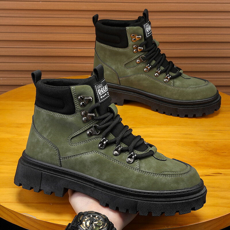 JYL Обувь мужская Осенняя для молодежи Низкая обувь кожа резина/MS80 military green