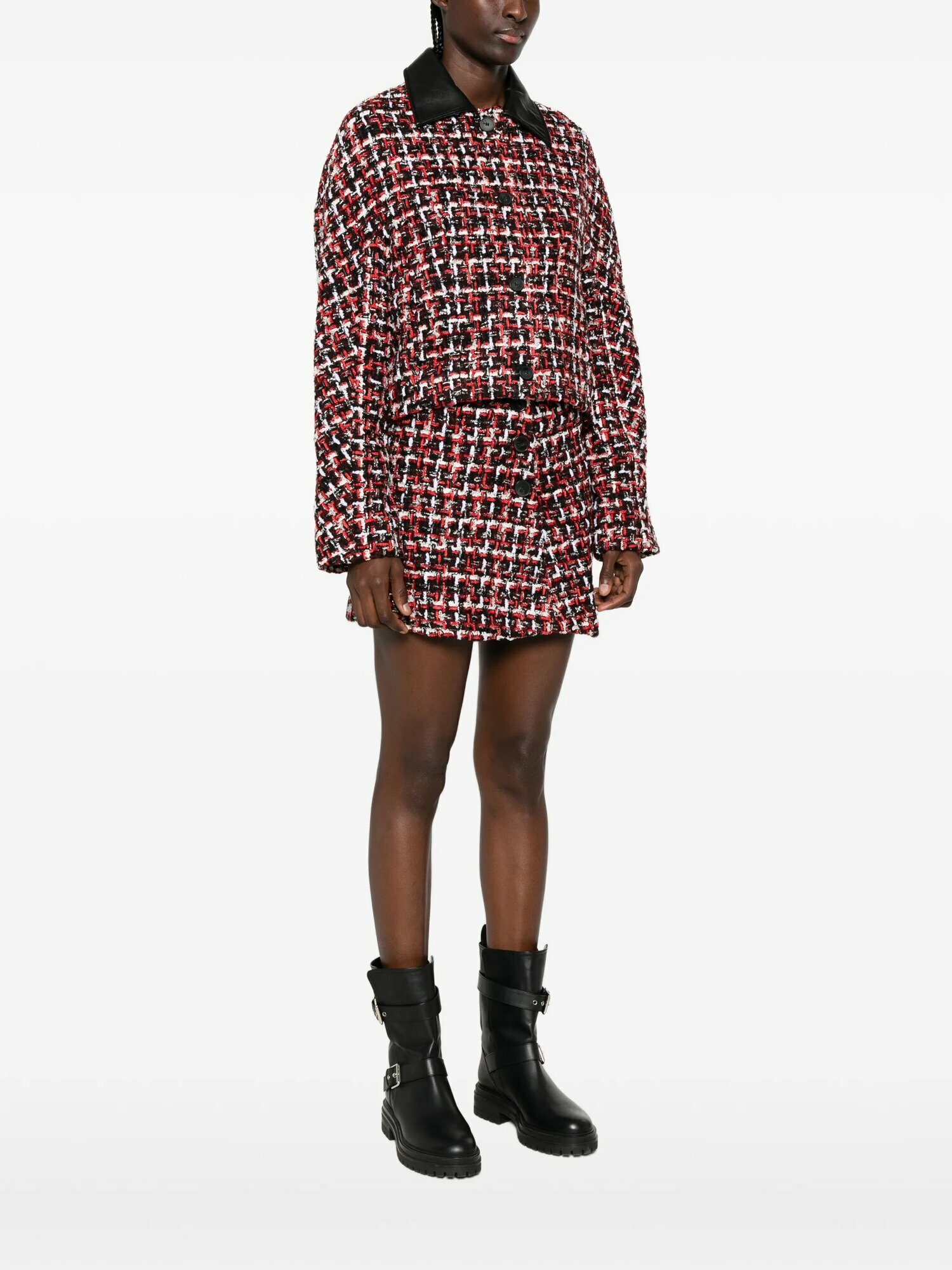 Куртка IRO Nuffy tweed leather-collar jacket, размер 34 — фото 1