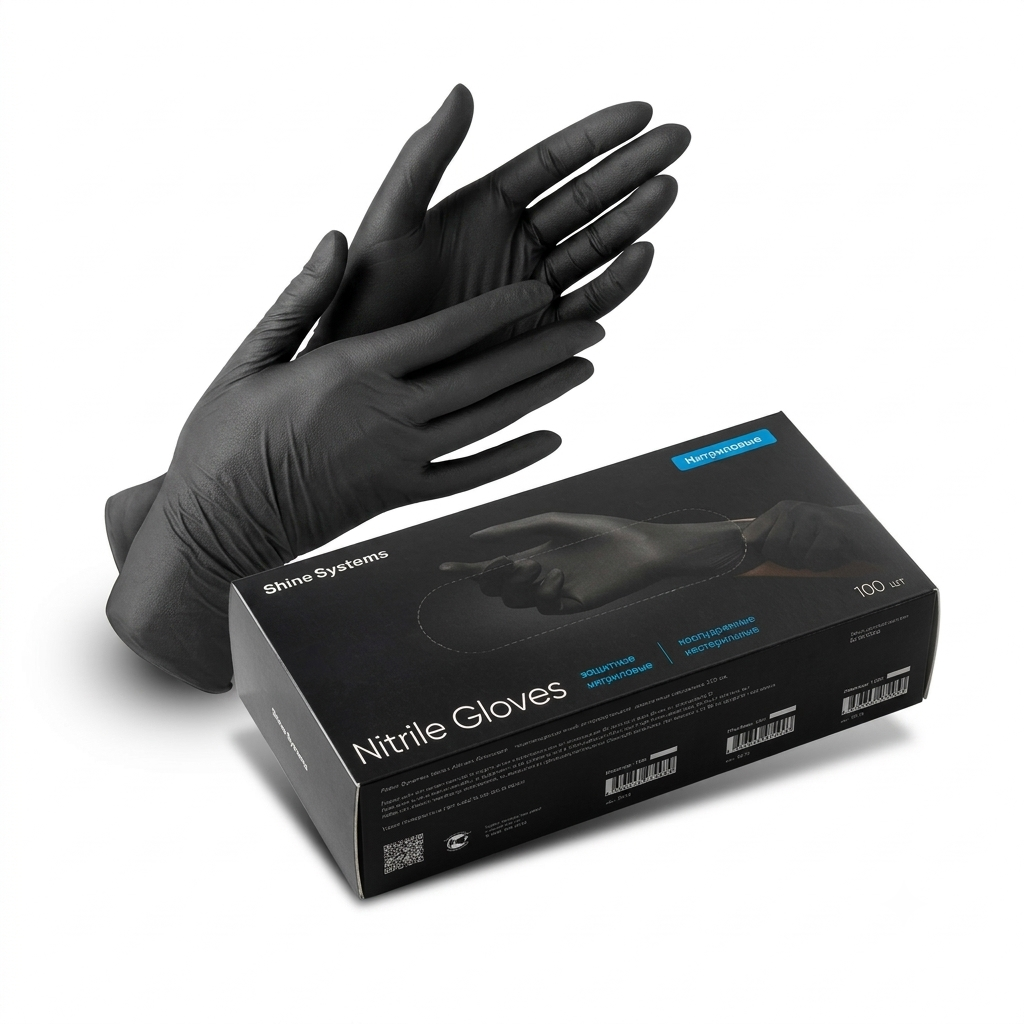 Перчатки защитные нитриловые неопудренные Nitrile Gloves, размер "XL", черные, 100 шт (50 пар) SS412