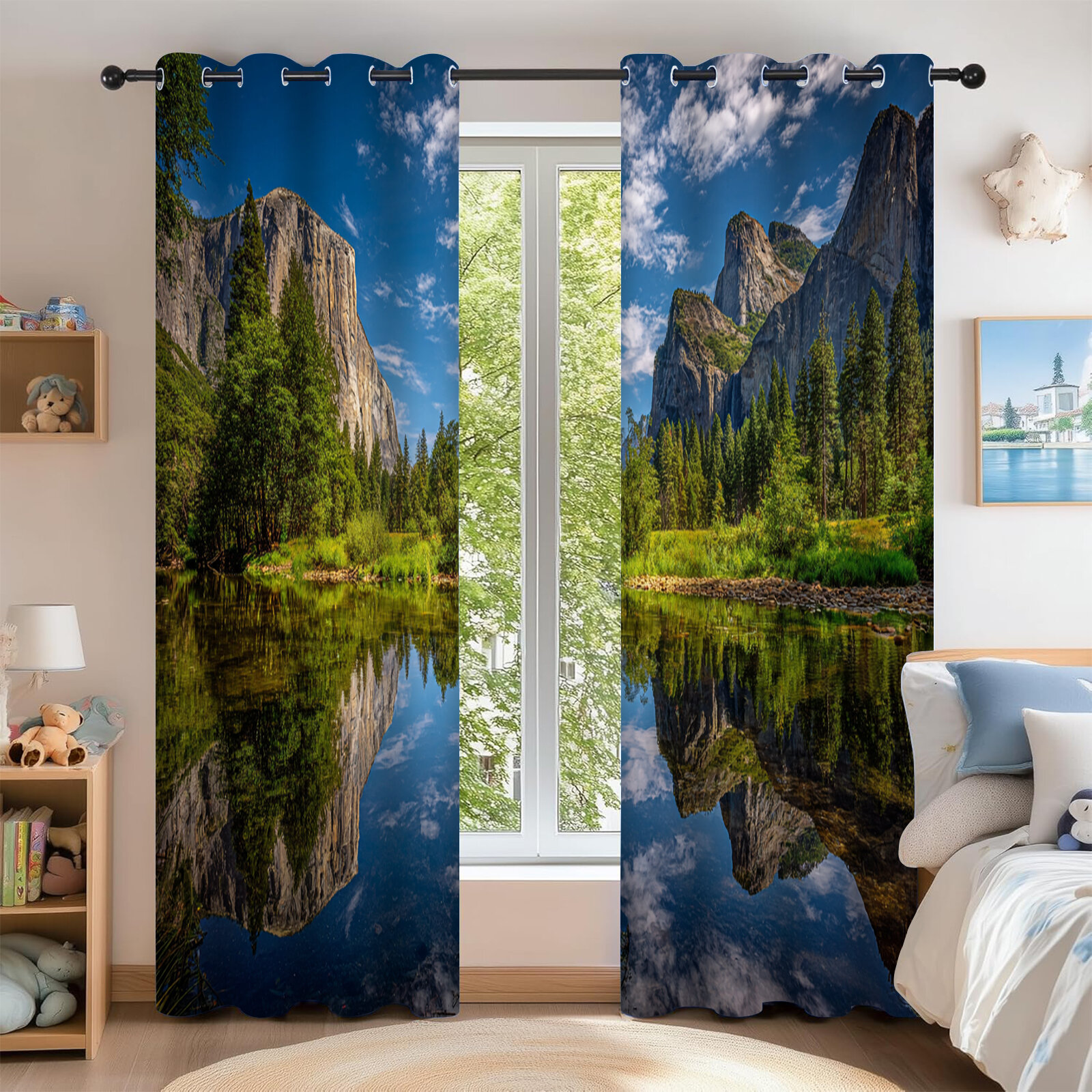 Природа Комплект штор блэкаут на люверсах 2 шт, Зелёная Ботаника 150x260cm в спальню