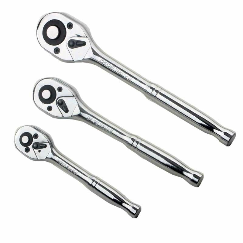 Трещоточный ключ 3 шт / Набор Трещоток с 90 зубьями 3/8" 1/4" 1/2" Ключ-трещотка