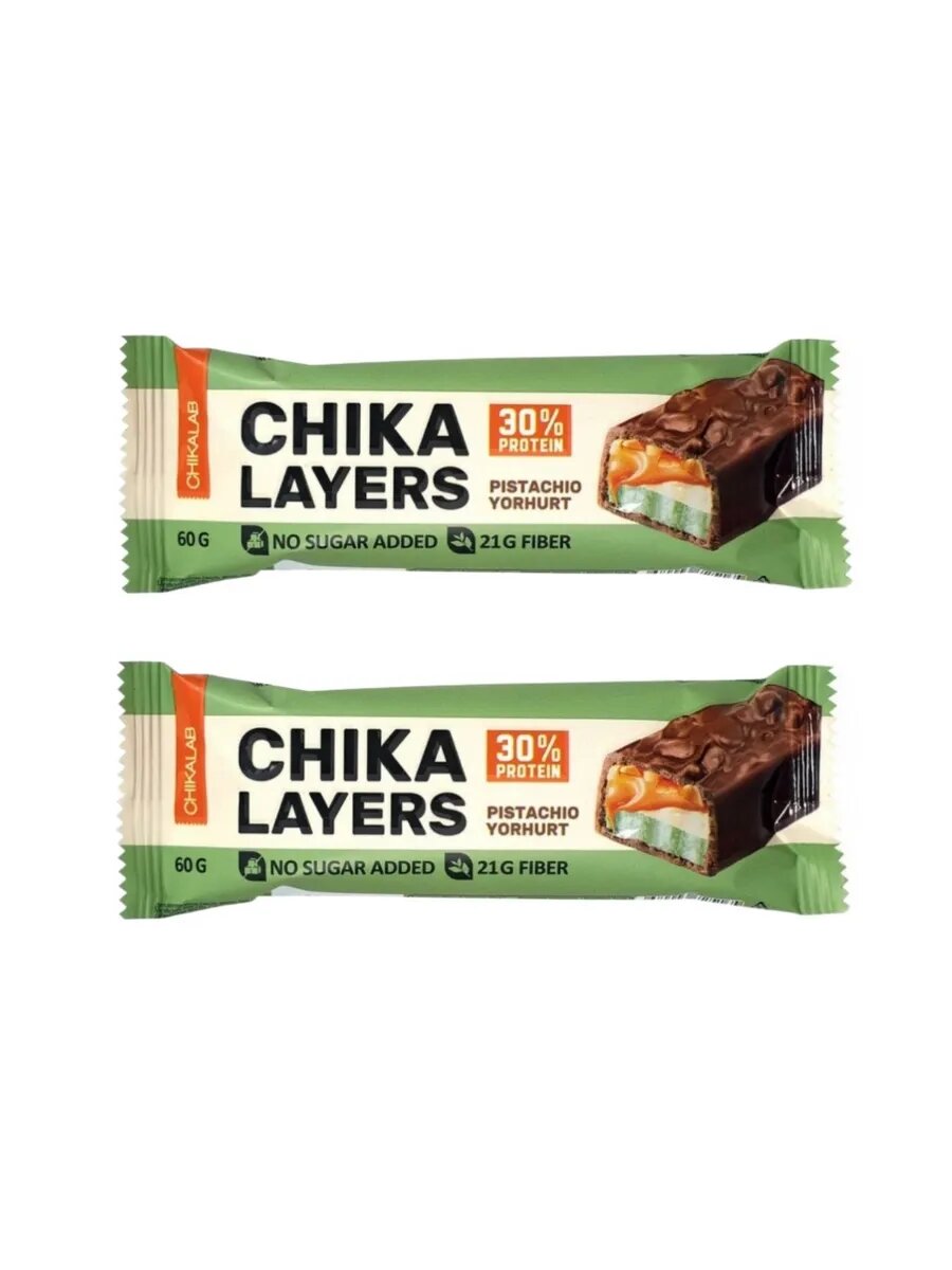 Chikalab Протеиновые батончики без сахара, фисташковый йогурт, 2 шт