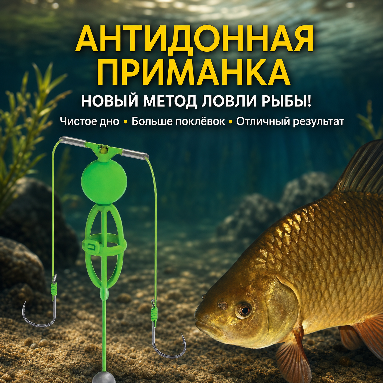 Антидонная приманка для рыбы. Новый метод ловли. Фидерная кормушка, донка на карася, Приманка для карася (Цвет товара: зеленый)