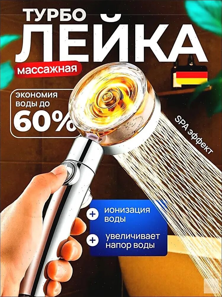 Лейка для душа с фильтроми и вентилятором массажная /Душевая лейка тропический душ