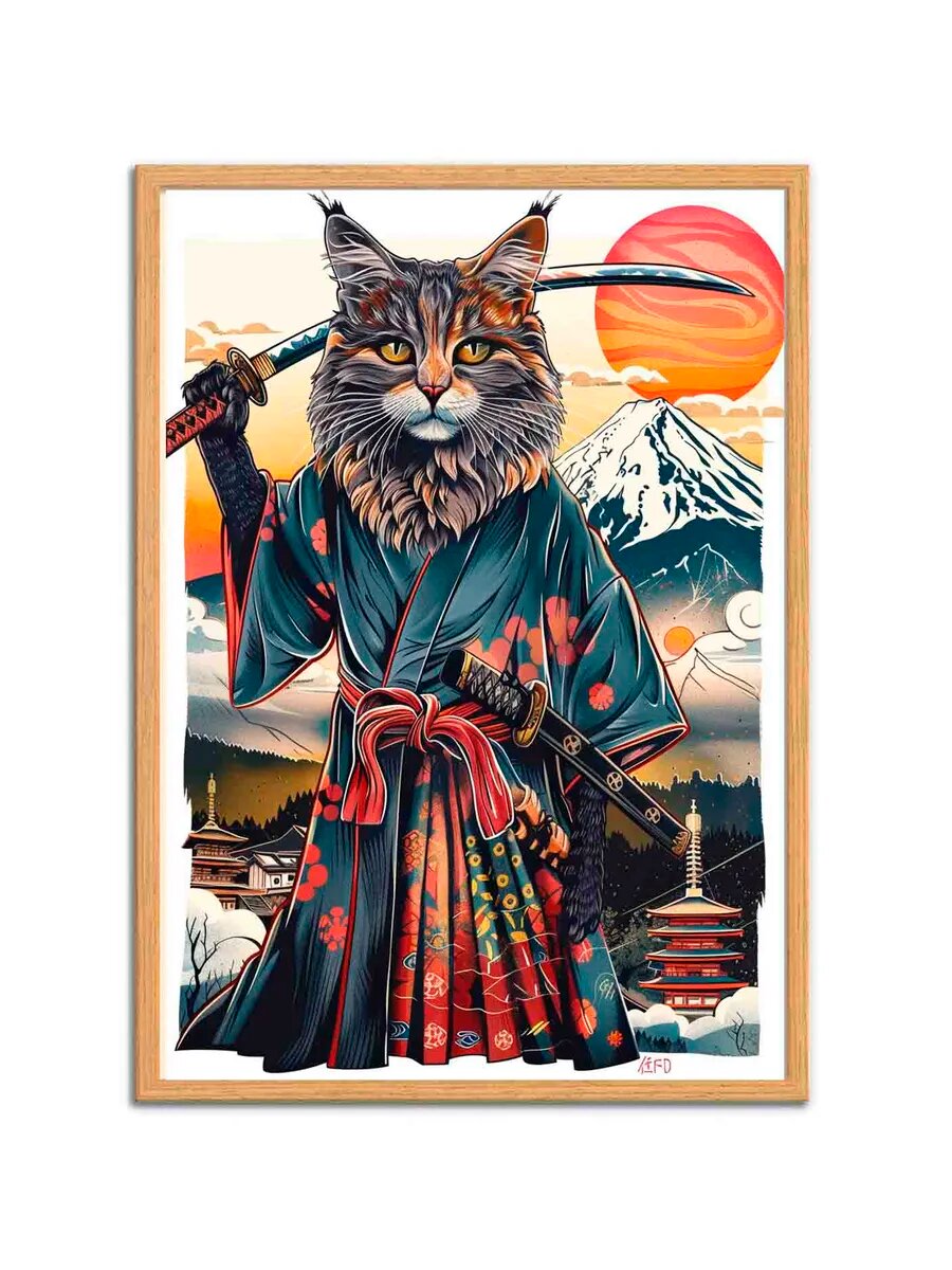 Балийский кот Самурай 1, Плакат 30x42см
