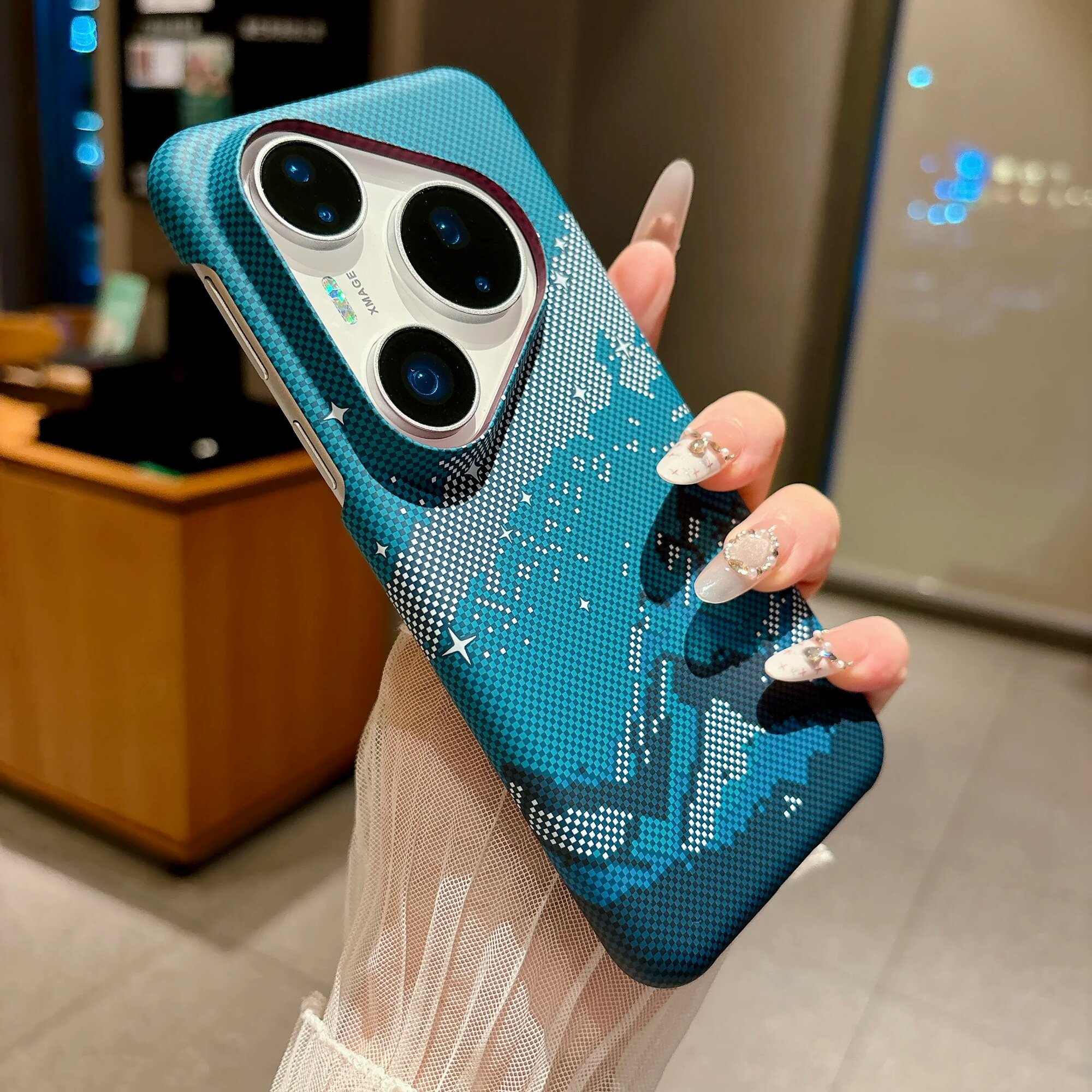 Безрамочный чехол из кевларового углеродного волокна для Huawei Хуавей Пура 80, Bingchuan Blue