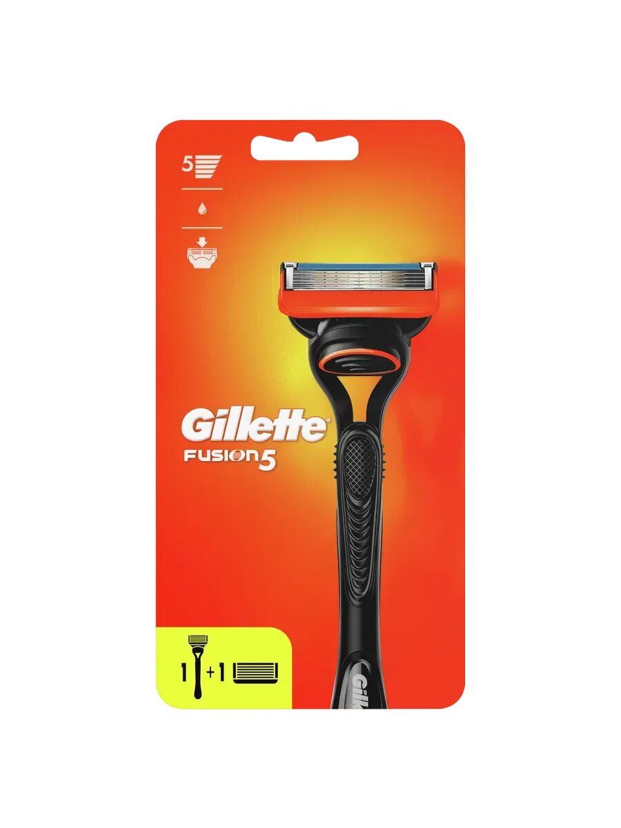 Gillette Fusion бритвенный станок + 2 сменные кассеты 1 уп