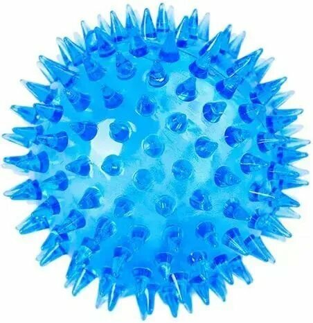 Homepet TPR Игрушка Мячик с шипами и пищалкой для собак, синий, 9 см
