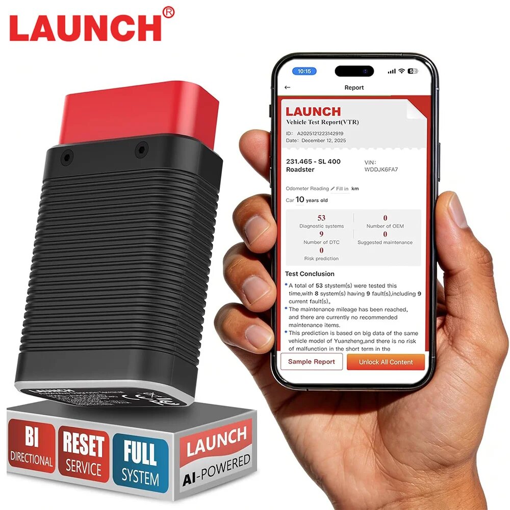 Диагностический Bluetooth-адаптер LAUNCH X431 AIOBD с полным набором функций OBD2, интеллектуальное объяснение неисправностей, работает на Android и iOS