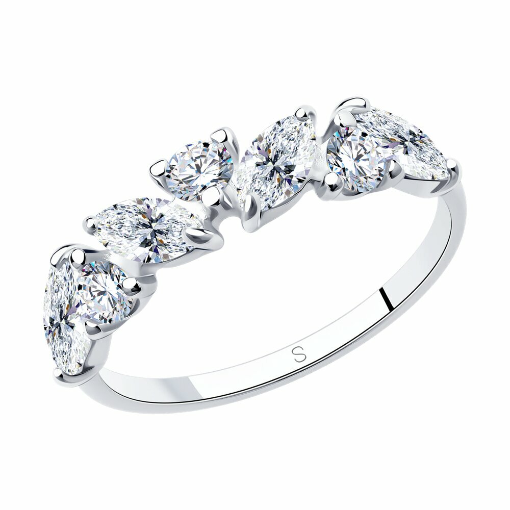 Кольцо, серебро, 925 проба, фианит