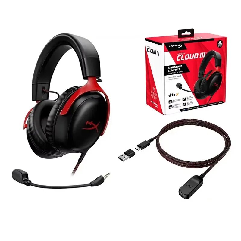 Игровая Гарнитура HyperX Cloud 3 С Микрофоном И Поддержкой Звука DTS Для ПК, PS, Xbox, Switch - USB-наушники В Динамичном Стиле