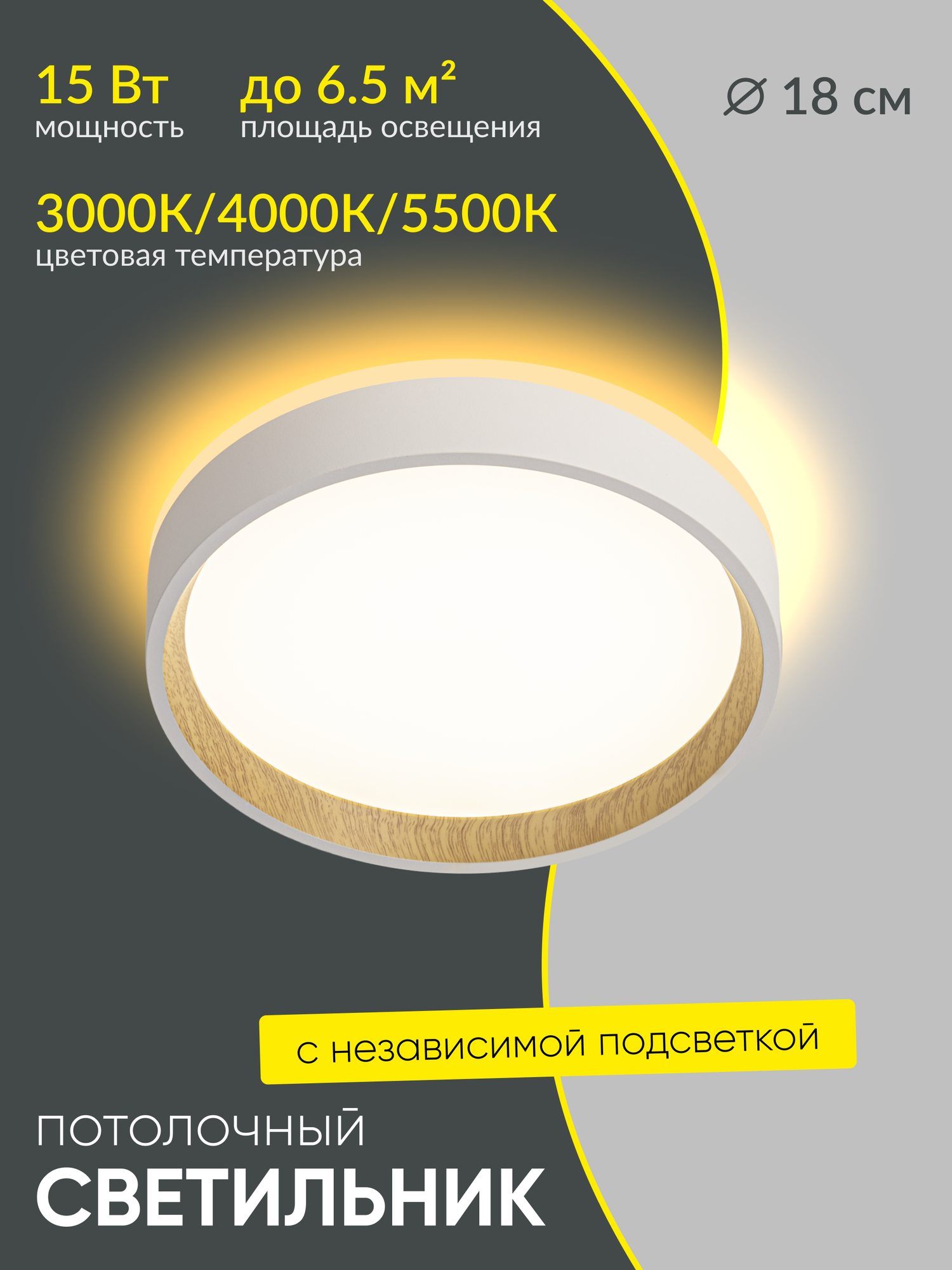 Светильник потолочный светодиодный круглый накладной ETALON CL750180, на кухню, в детскую, в спальню