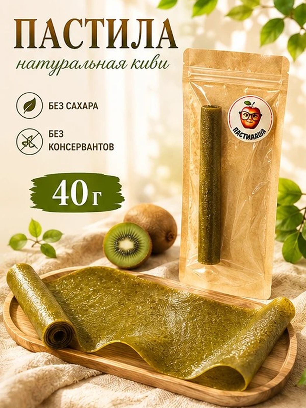 Пастила киви натуральная фруктовая 40 гр.
