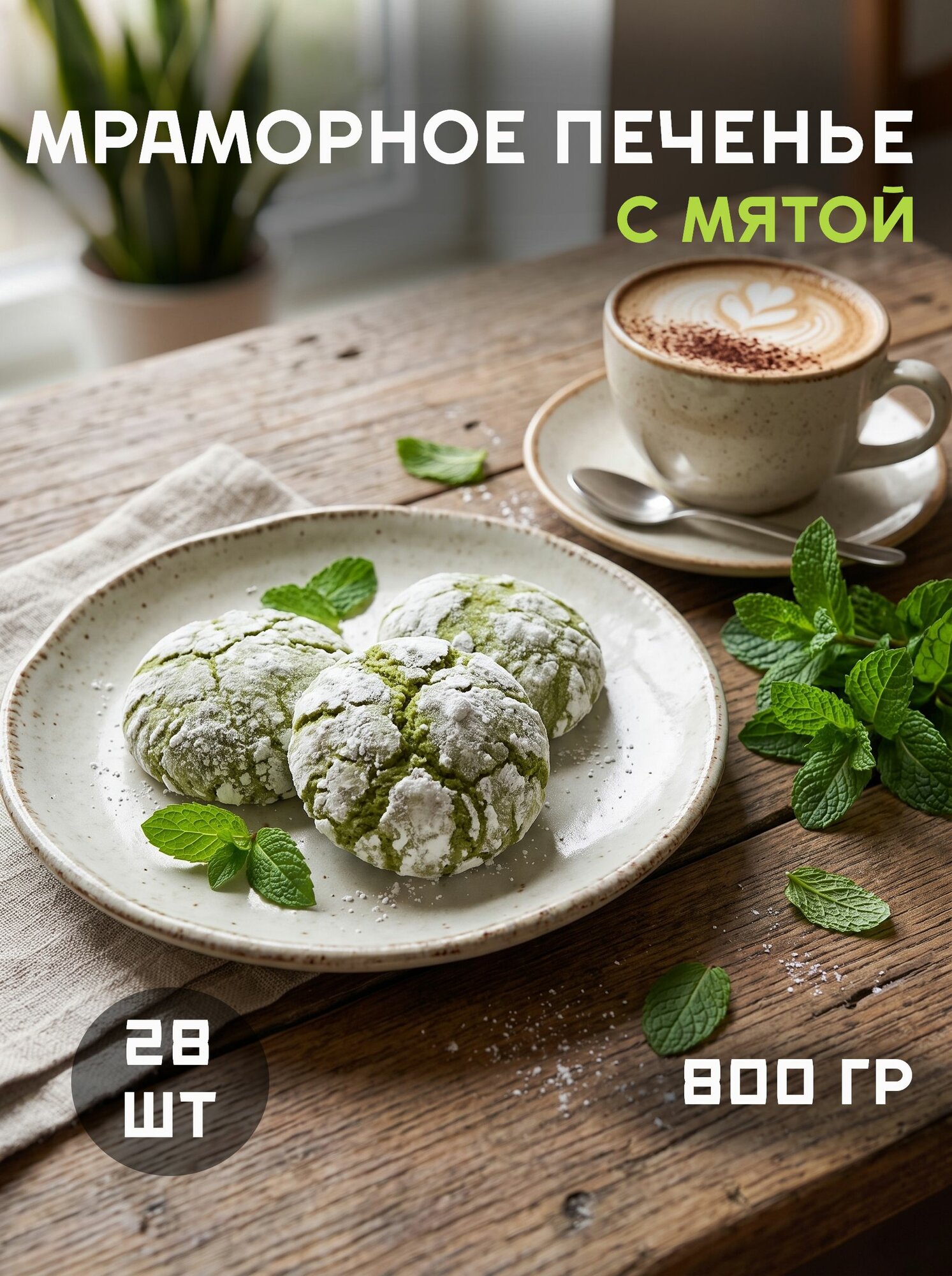 Мраморное печенье с мятой 800гр 28шт