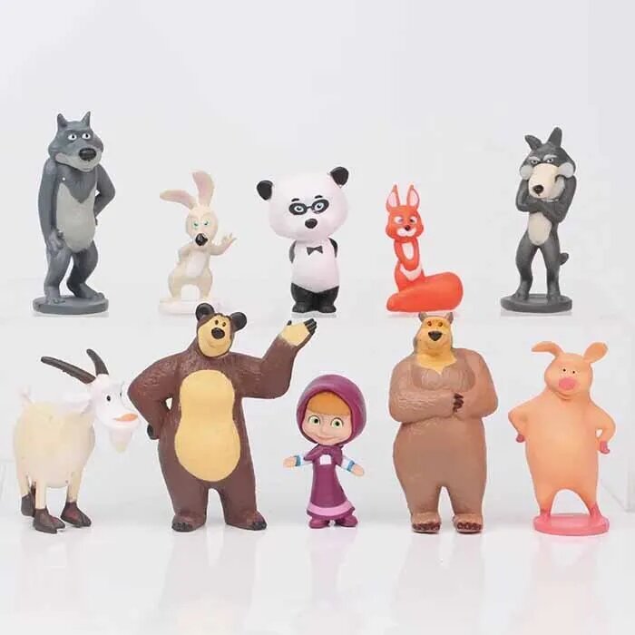 4-7CM10 шт. Набор фигурок Маша и Медведь