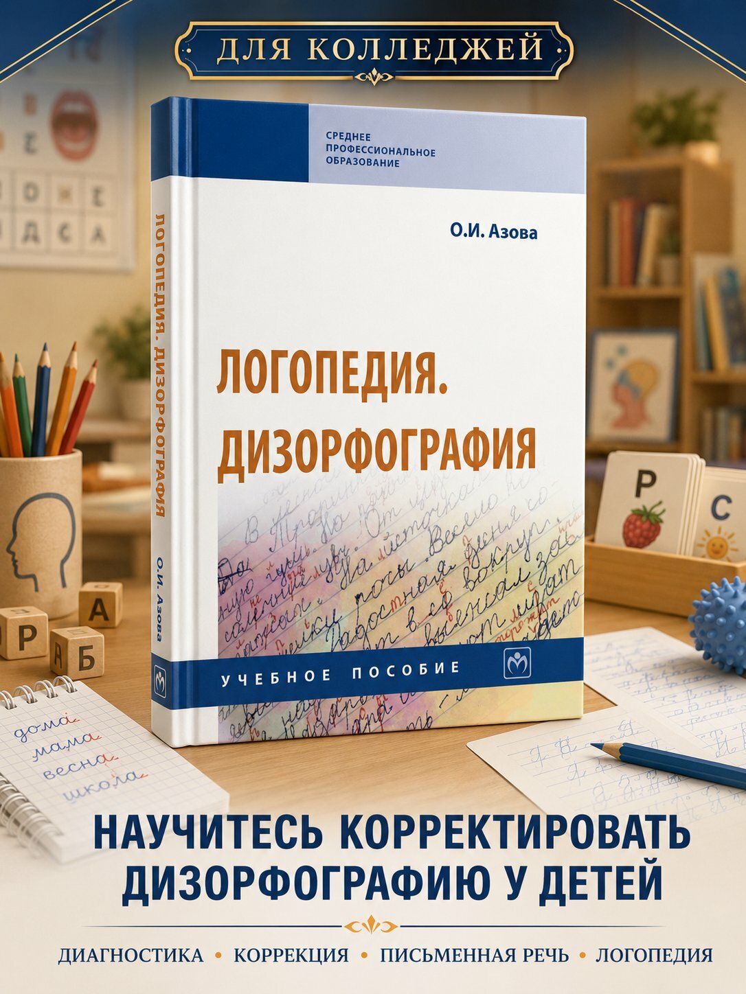 Логопедия. Дизорфография: Учебное пособие. Азова О. И. СПО. 2026г, 180с.