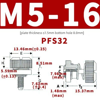 Нержавеющий саморез с фиксатором серии PFS32-M5-16мм, 5 штук в упаковке, премиум-качество крепежных элементов для шкафов