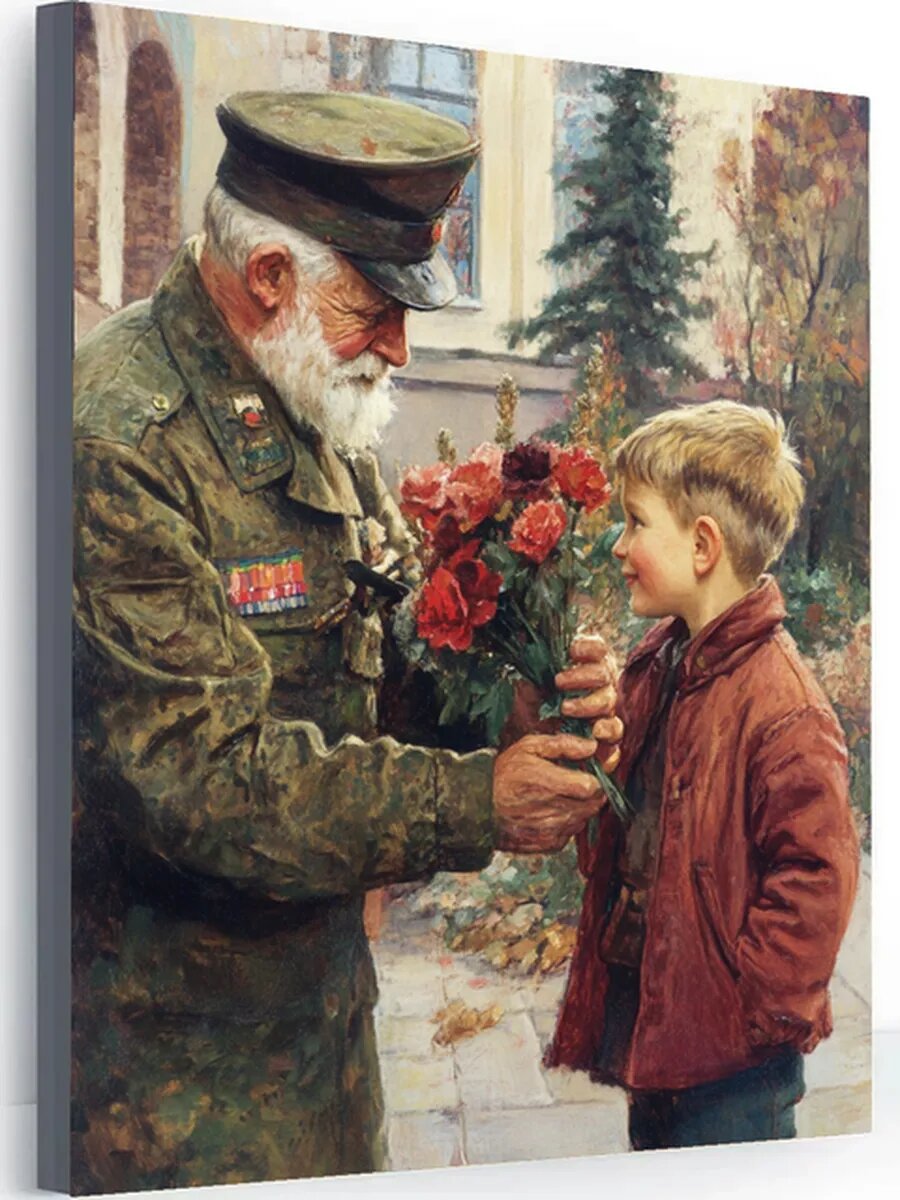 Картина по номерам "Мальчик и дедушка", на холсте на подрамнике, 40 x 50 см