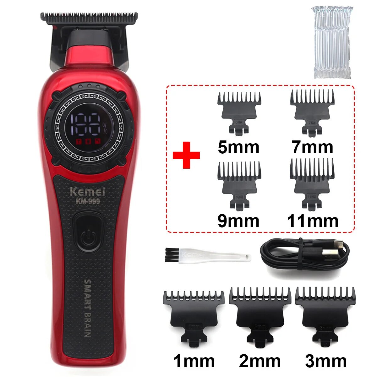 Kemei KM-999 триммер для волос Red-5-11mm