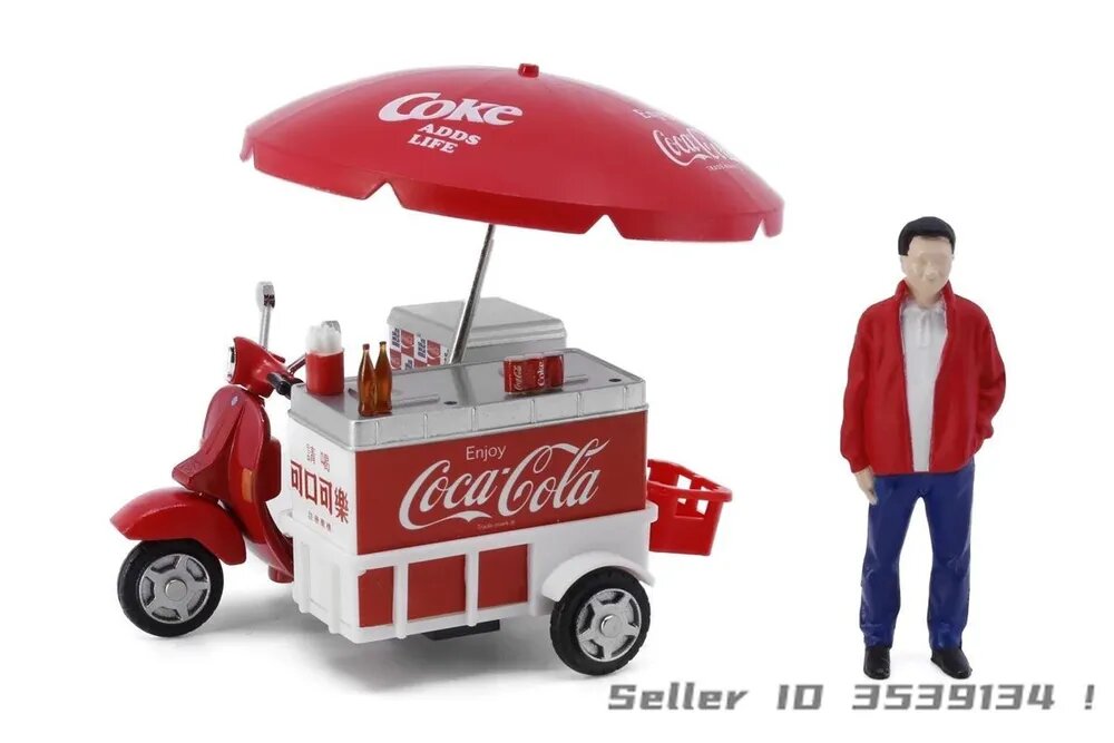 TINY 1:35 Электромобиль Coca-Cola в форме мороженого с фигуркой, с кока-колой Коллекционная машинка