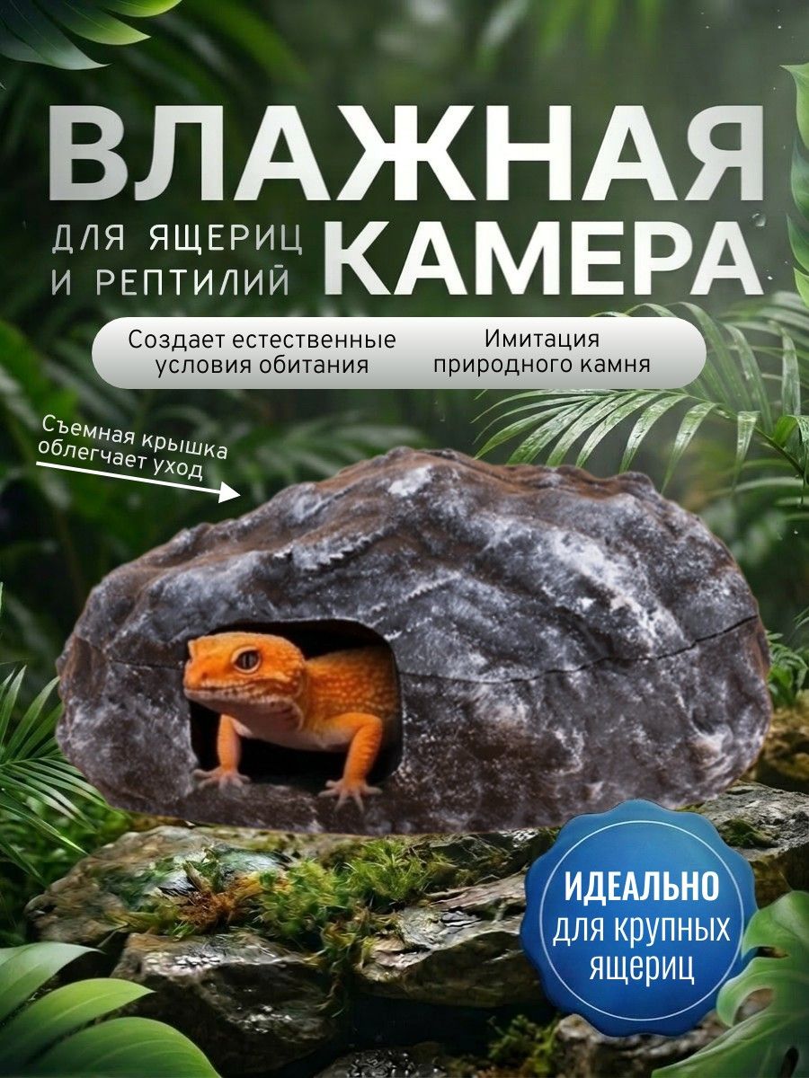 Влажная камера укрытие для рептилий гекконов и эублефаров взрослых