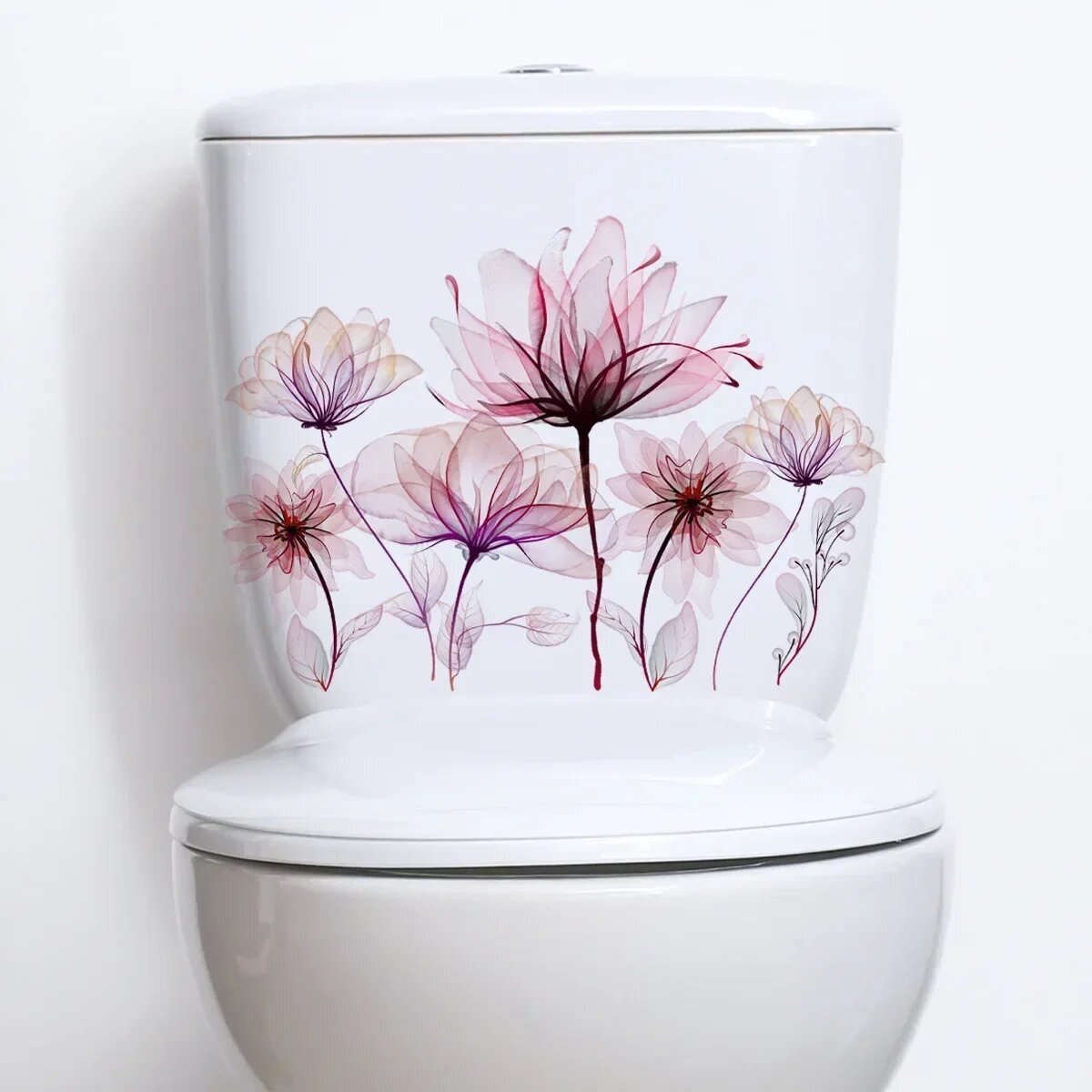 Наклейка на унитаз цветы, 35x25 см, цвет B