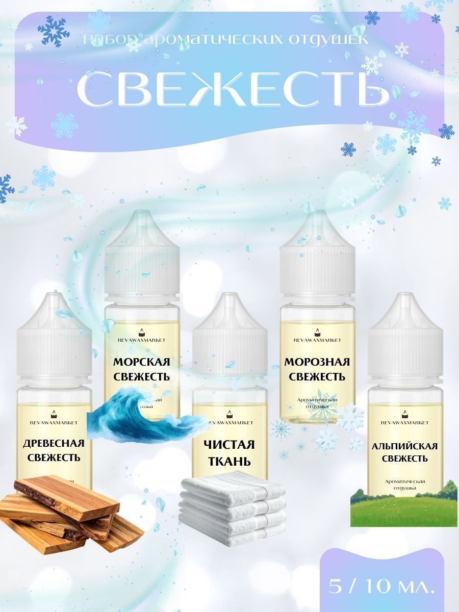 Набор отдушек "Свежесть" для свечей, мыла, диффузоров и т. д.