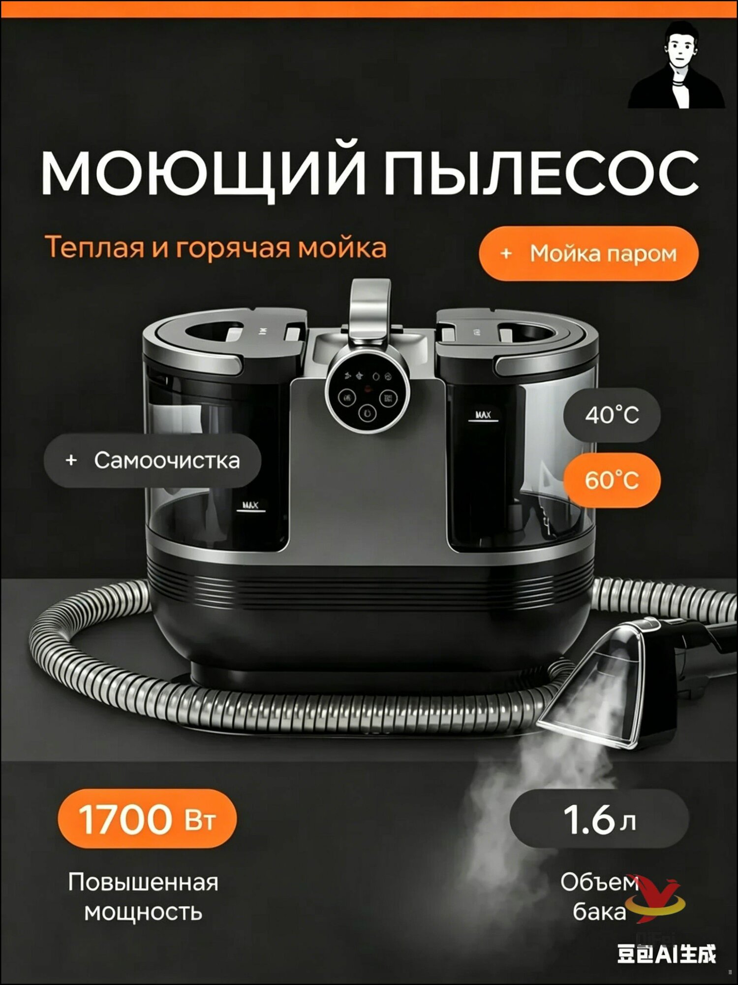 Моющий пылесос для дома для химчистки мебели и ковров-x
